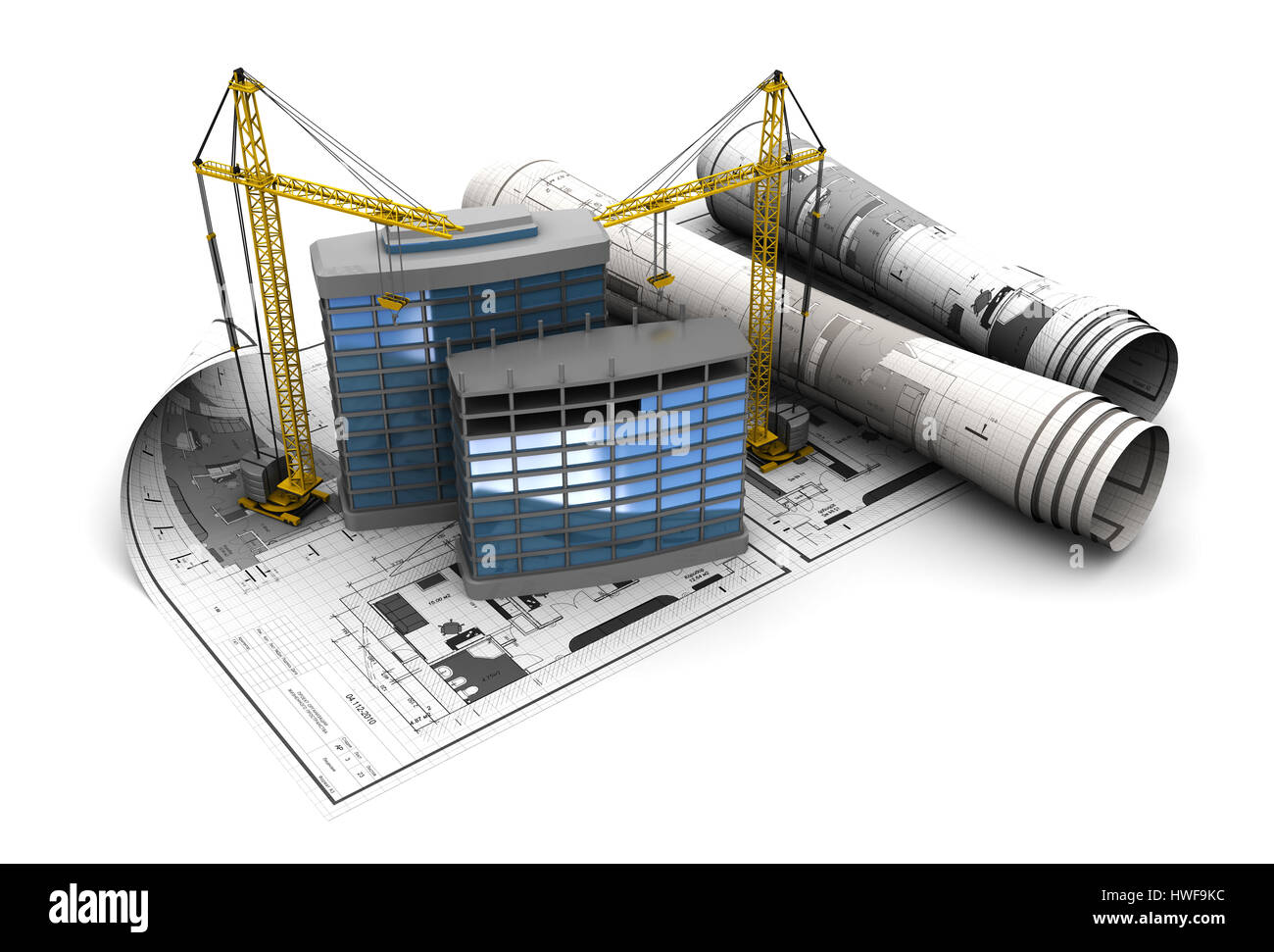 3d illustration of modern building construction concept Stock Photo - Alamy