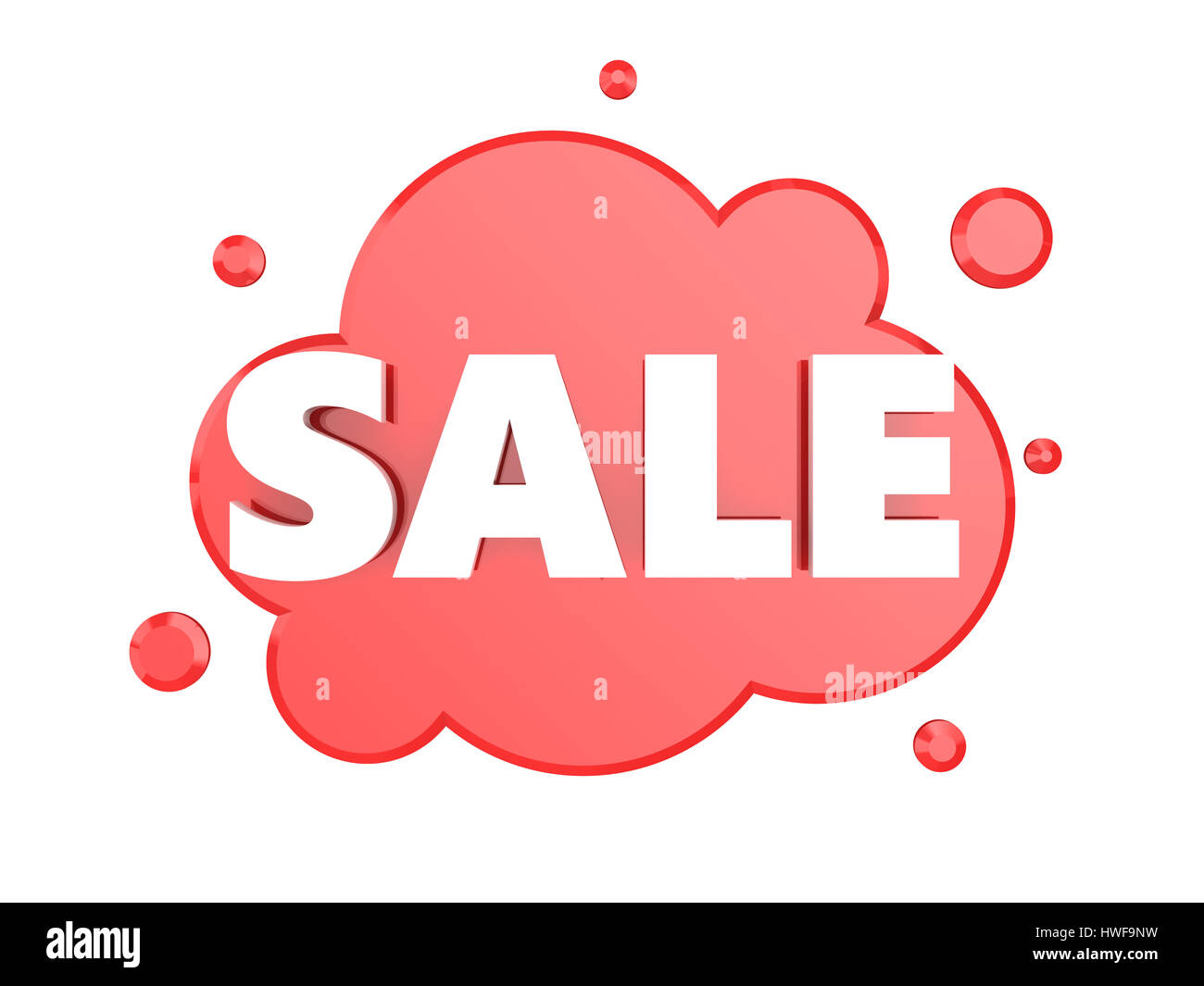 3d illustration of sale sign in red cloud symbol Stock Photo - Alamy