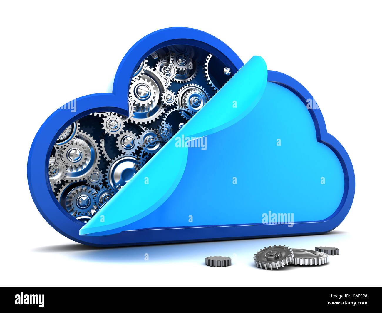3d illustration of cloud system concept, over white background Stock ...