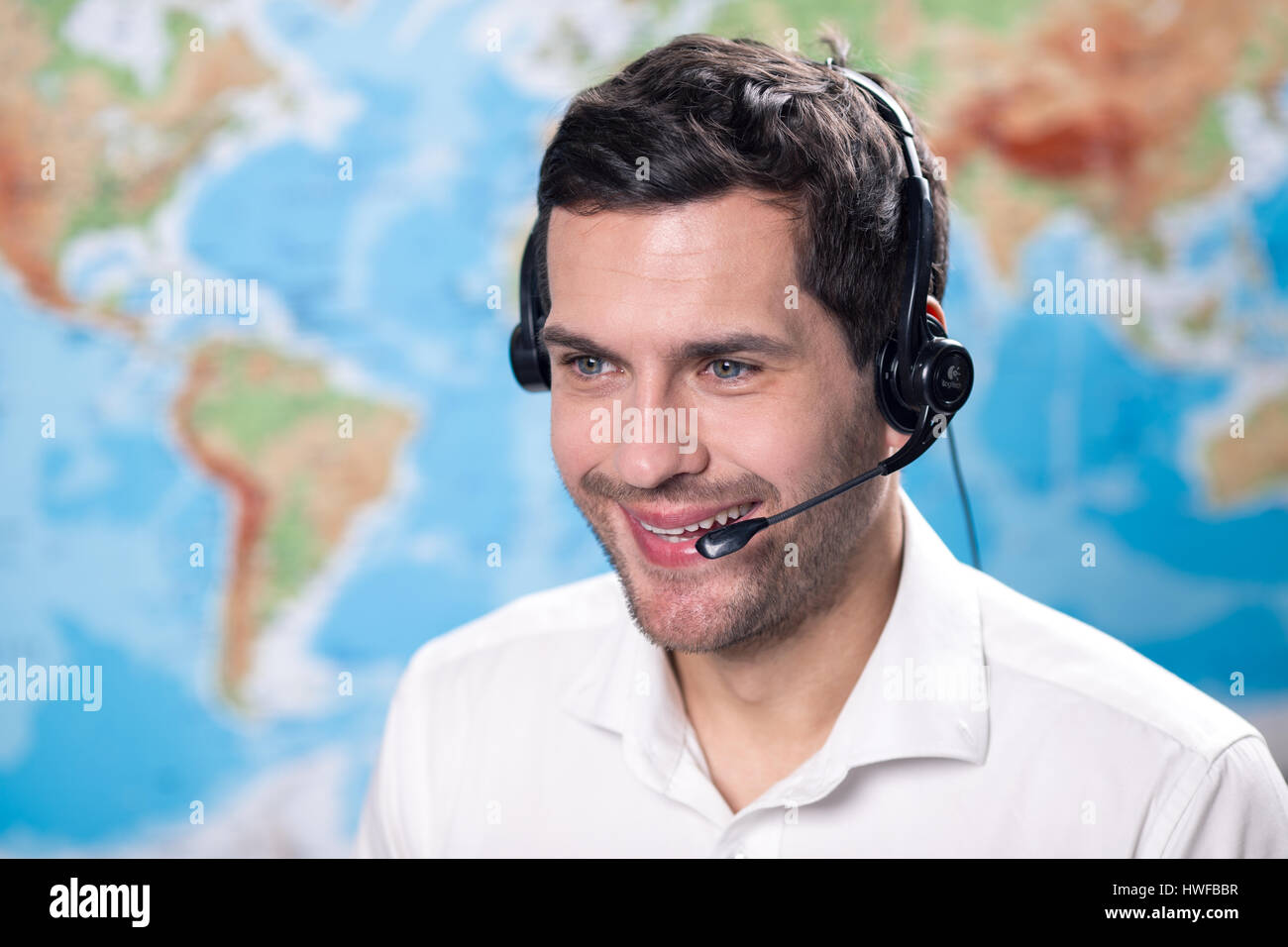 Young Man Tour Agency Concept Stock Photo - Alamy