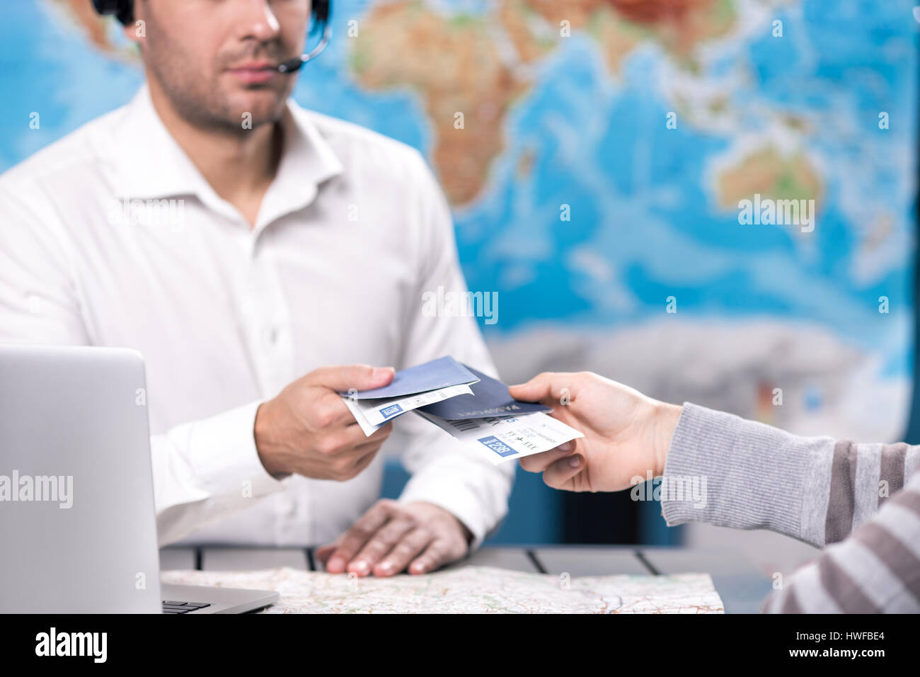 Young Man Tour Agency Concept Stock Photo - Alamy