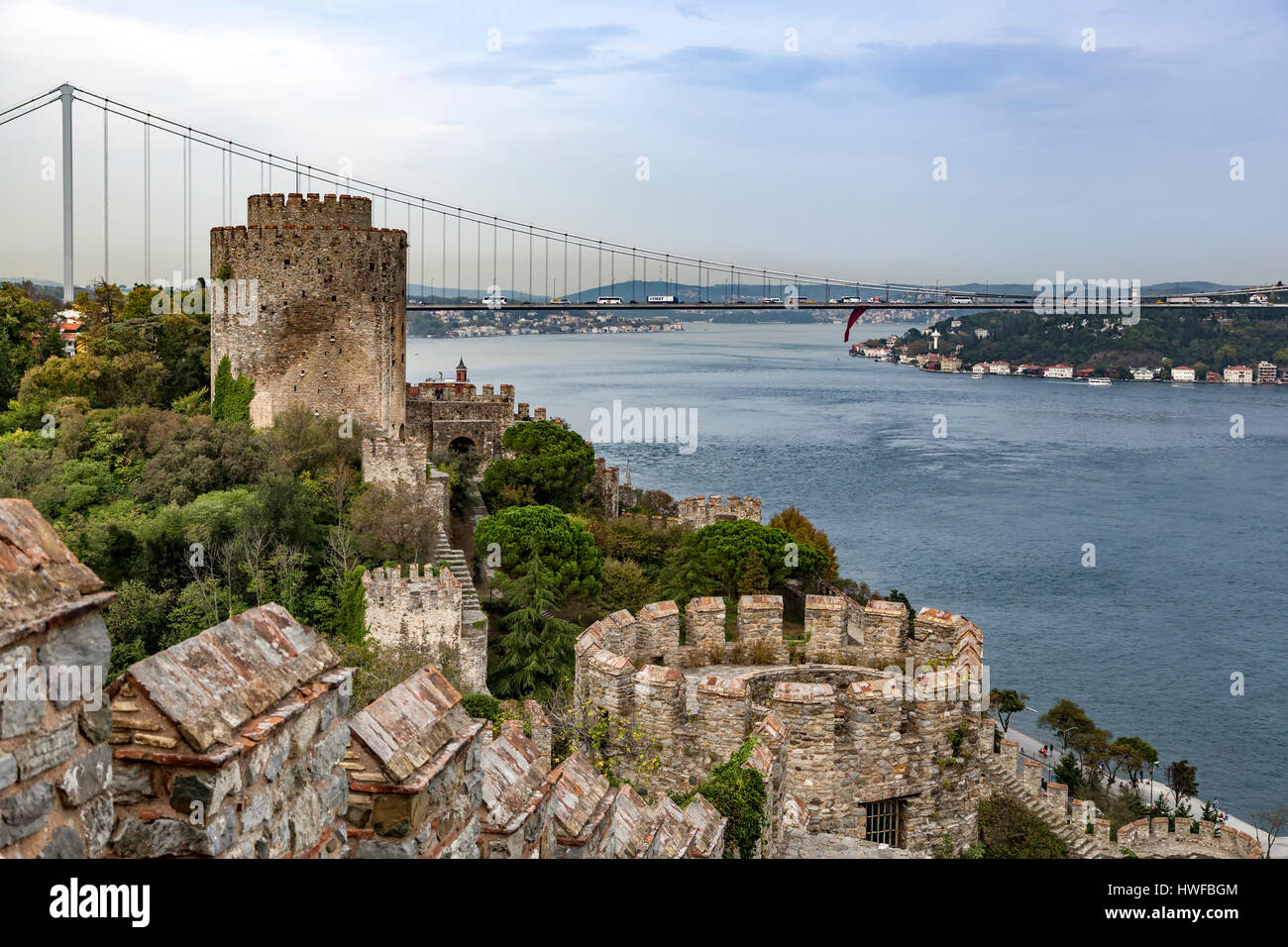Rumeli Fortress (Fortress of Europe), Fatih Sultan Mehmet Bridge and ...