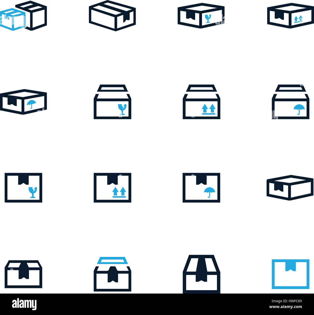 Simple set of box and crates related vector icons for your design Stock ...