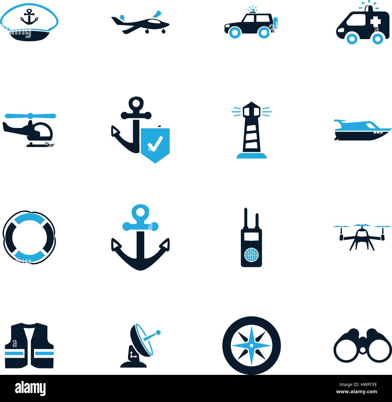 Coast Guard icon set for web sites and user interface Stock Vector ...