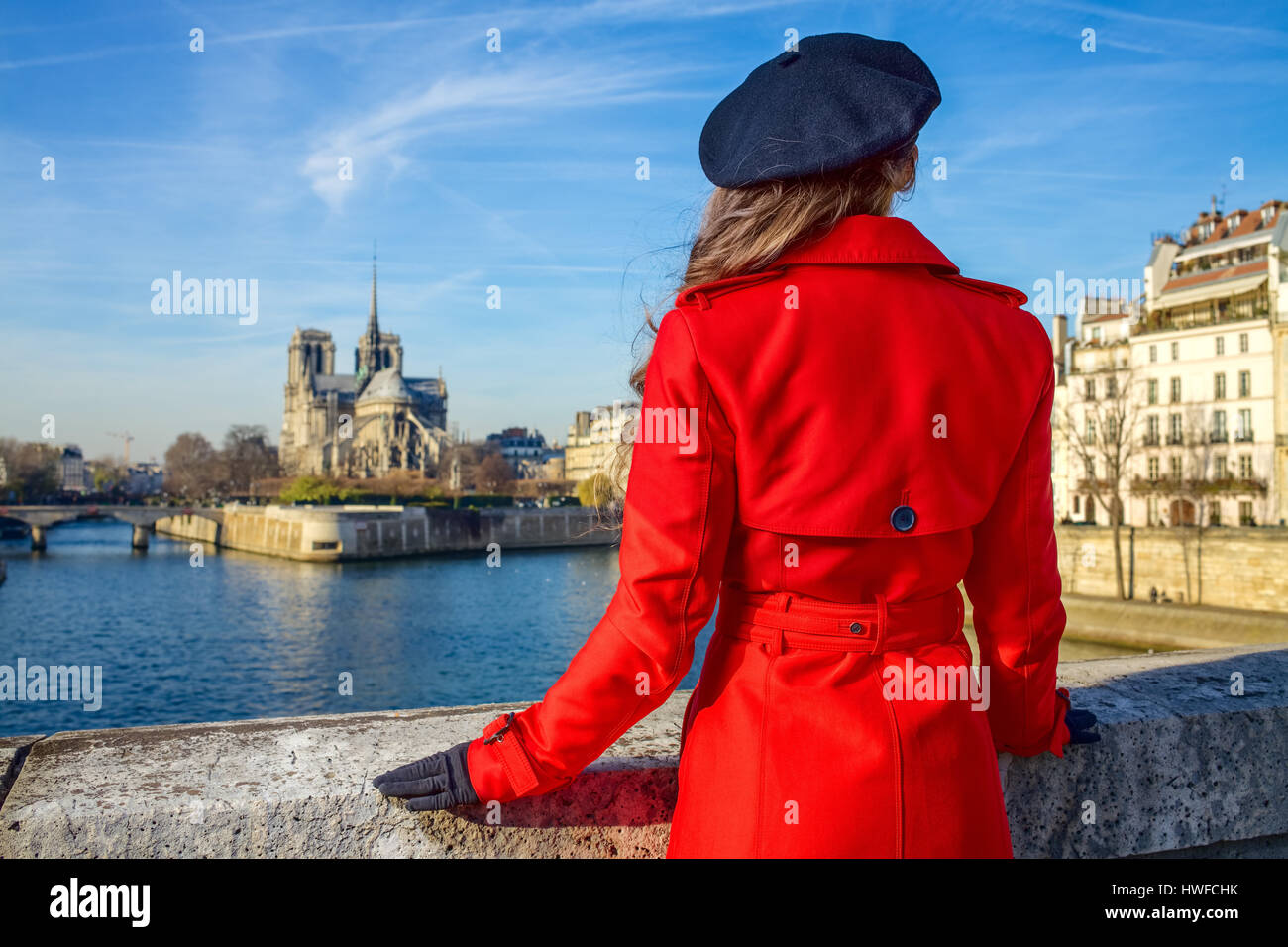 Woman in trench coat back view hi-res stock photography and images - Alamy