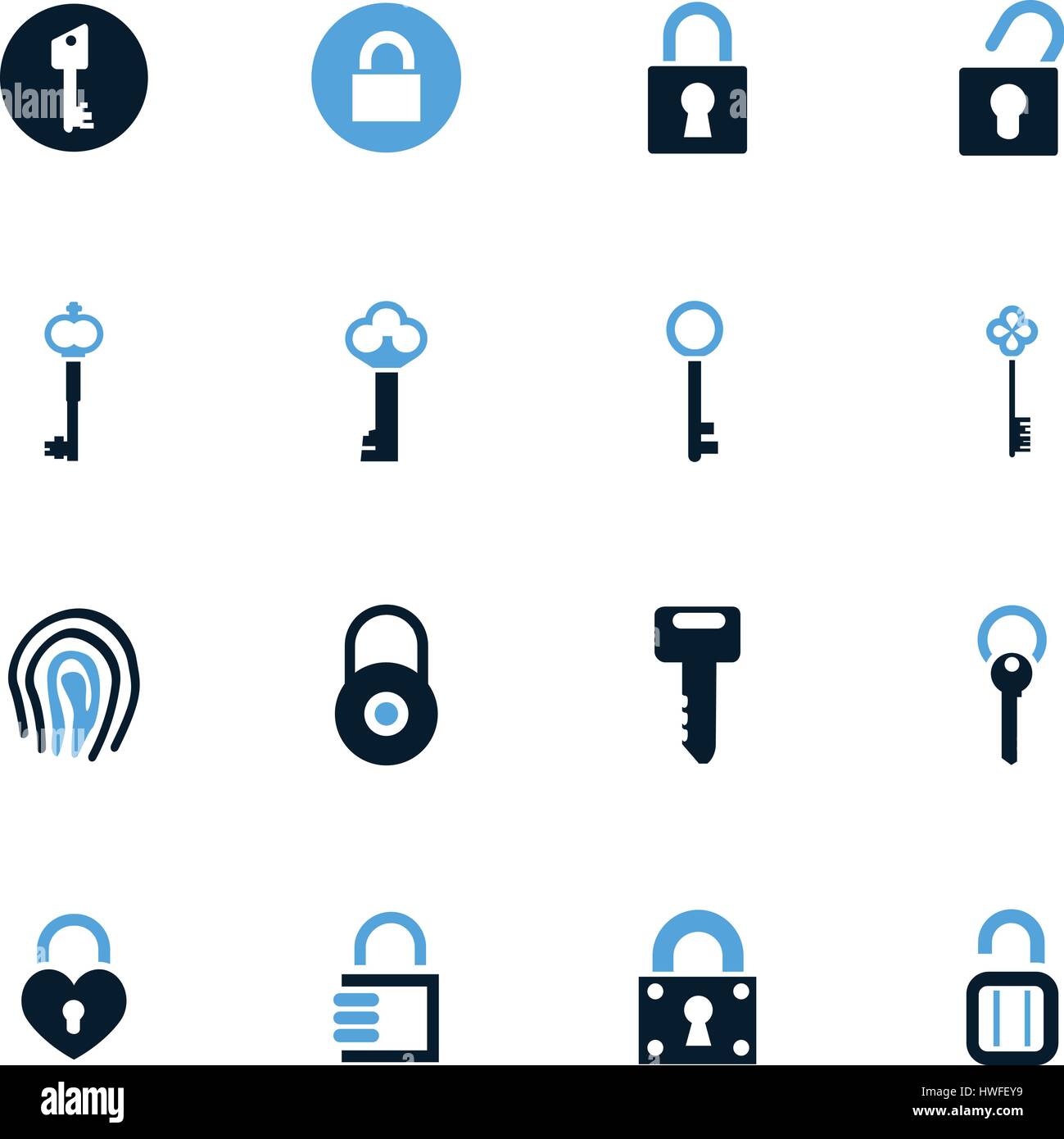 Lock and Key icon set for web sites and user interface Stock Vector ...