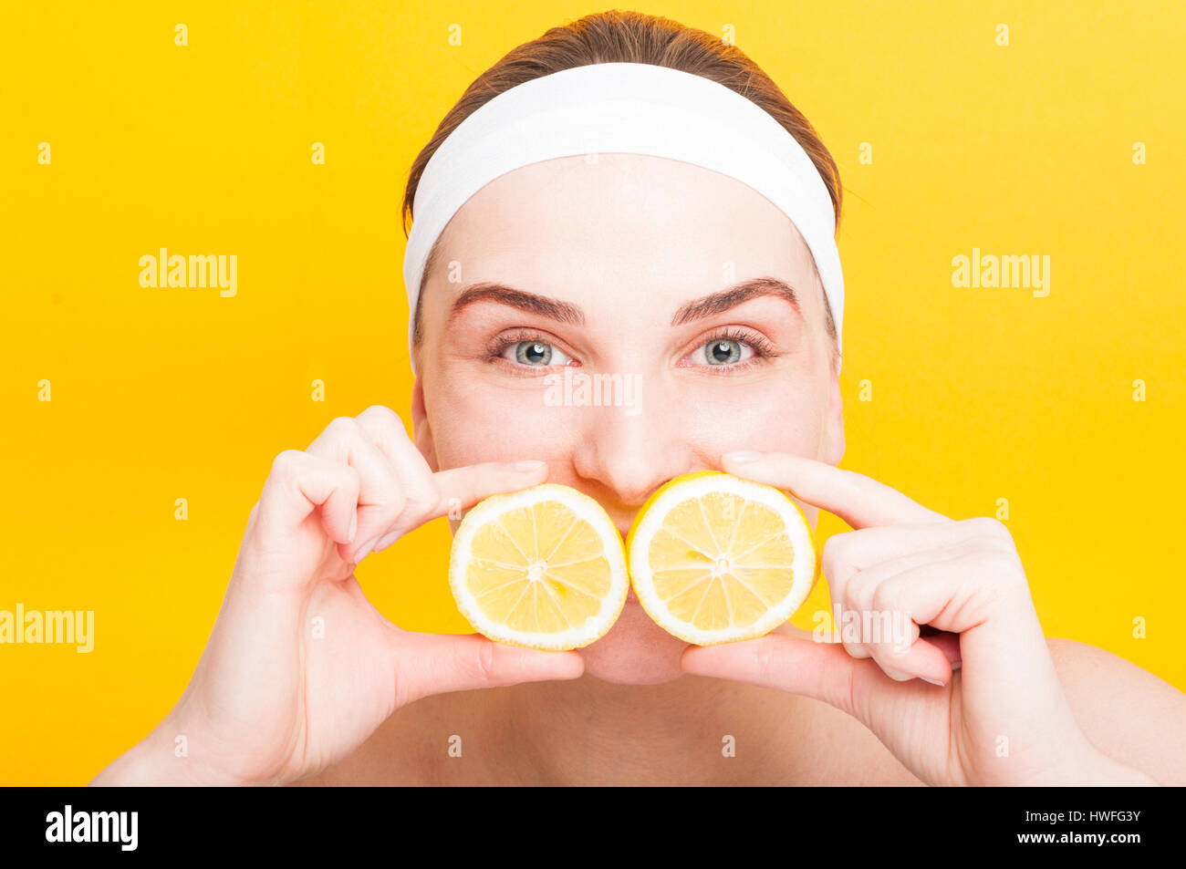Woman lemon face hi-res stock photography and images - Alamy