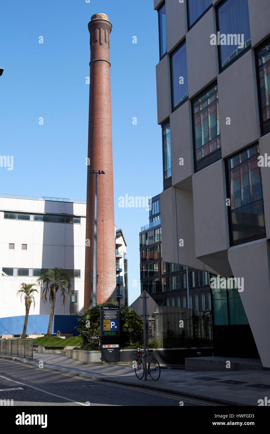 red brick chimney and docklands chimney park grand canal dock Dublin ...