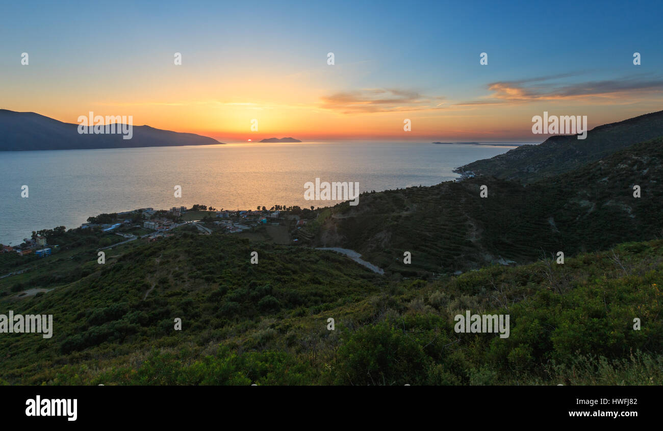 Adriatic sea sunset coast top view (Radhima, Albania Stock Photo - Alamy
