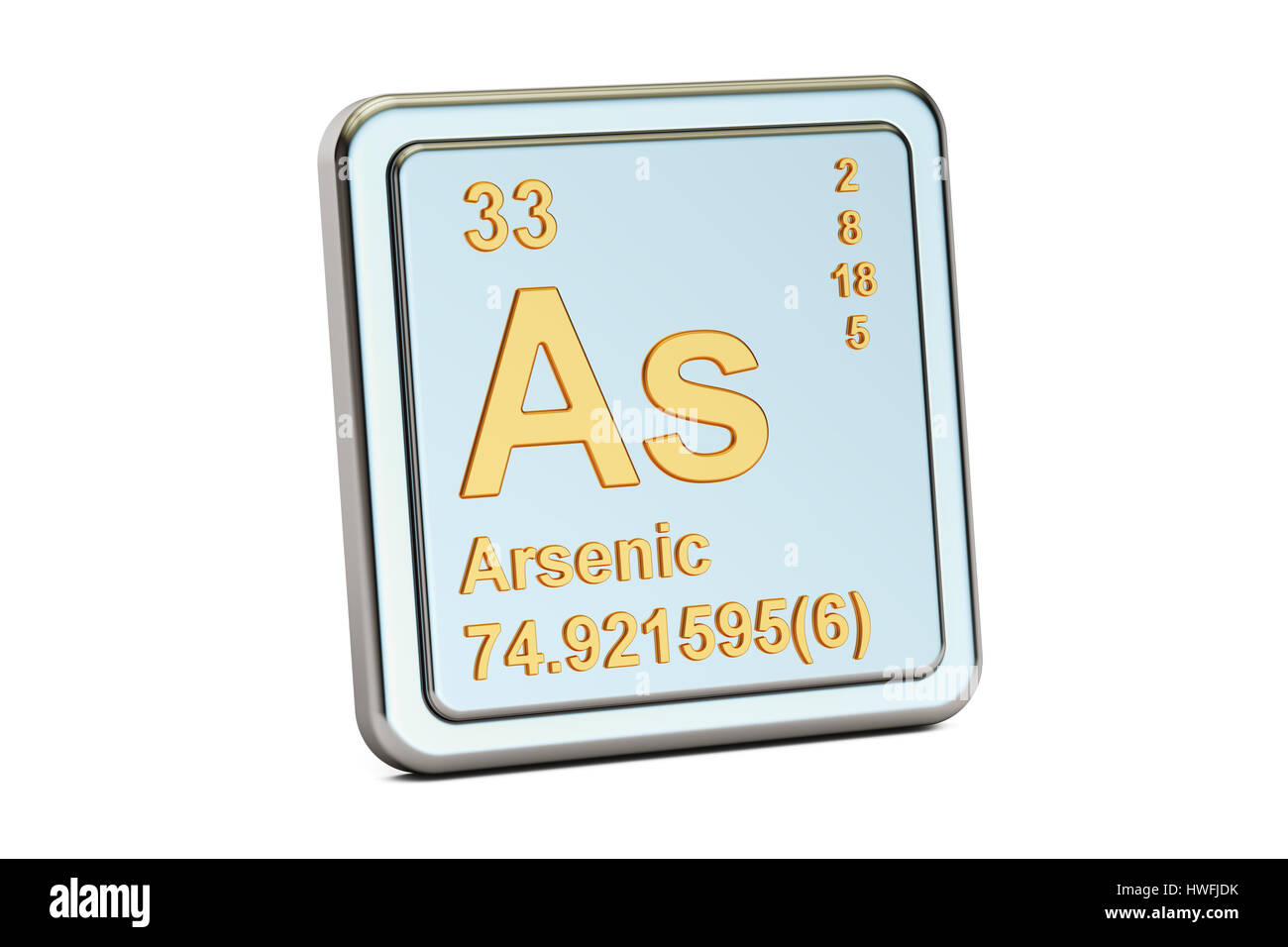 Arsenic As, chemical element sign. 3D rendering isolated on white ...