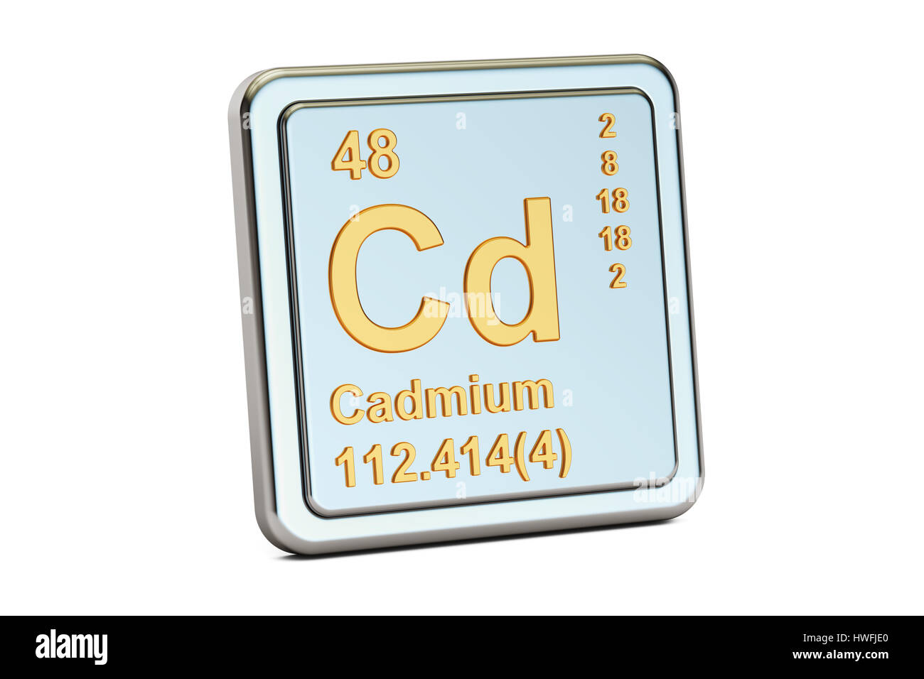 Cadmium Cd chemical element sign. 3D rendering isolated on white ...
