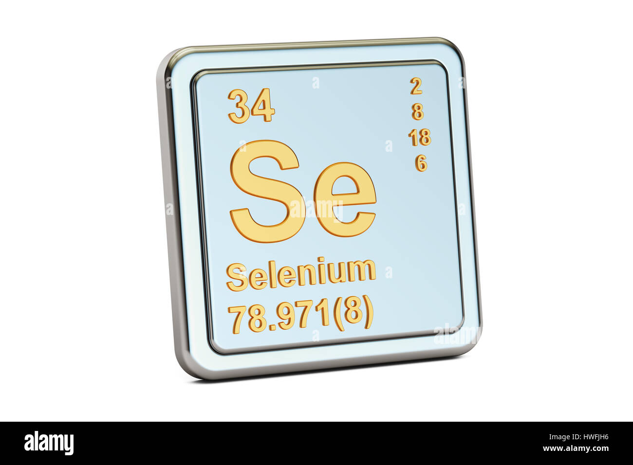 Selenium Se, chemical element sign. 3D rendering isolated on white ...