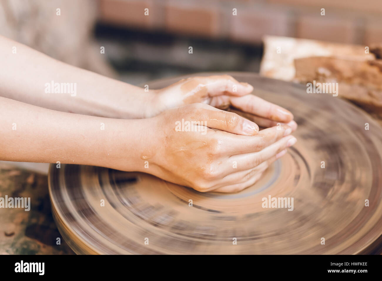 Child learning clay modeling Stock Photo - Alamy