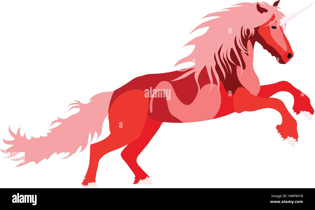 Illustration red Unicorn for the creative use in graphic design Stock ...
