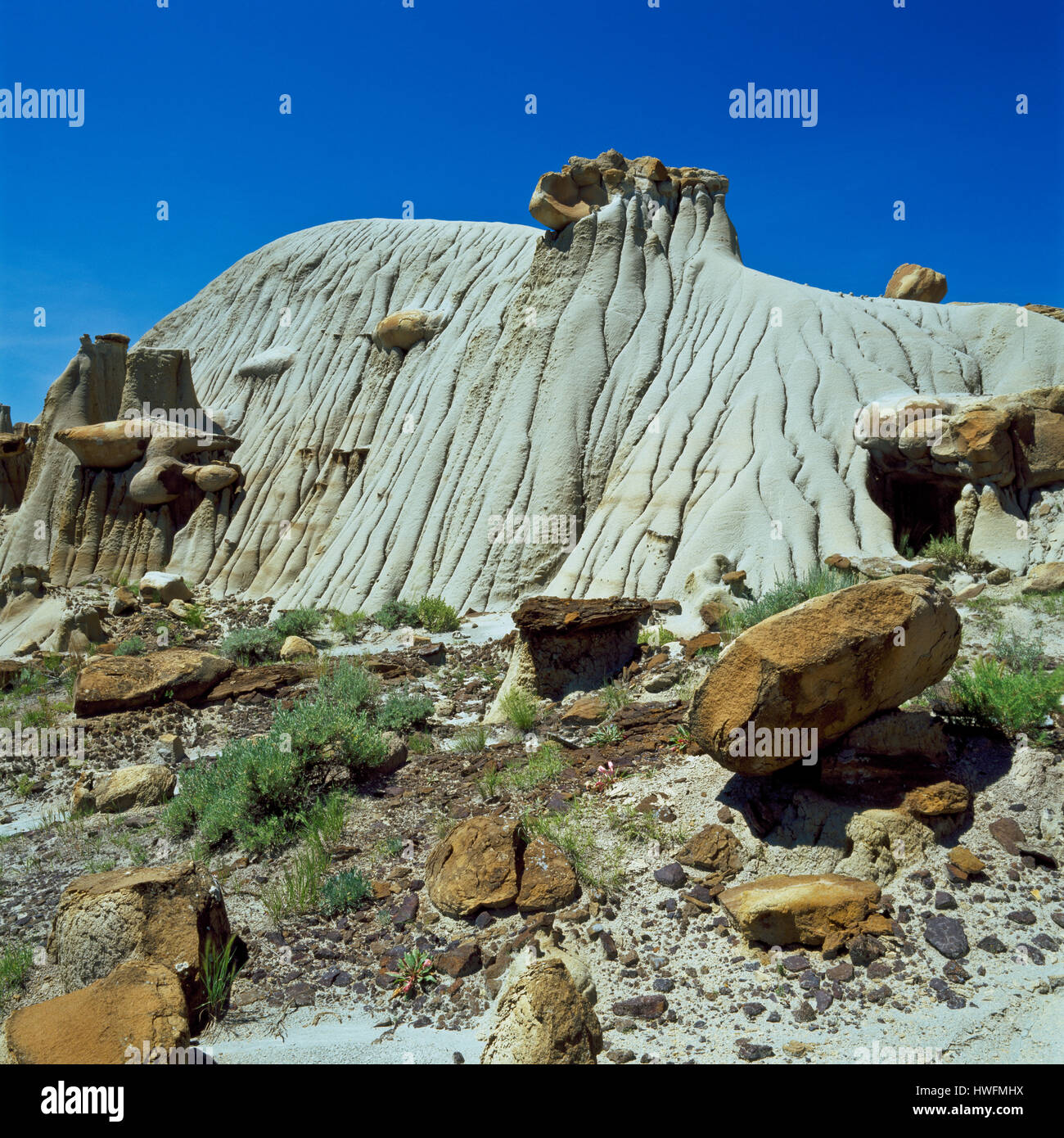 erosion-sculpted formations in makoshika state park near glendive ...