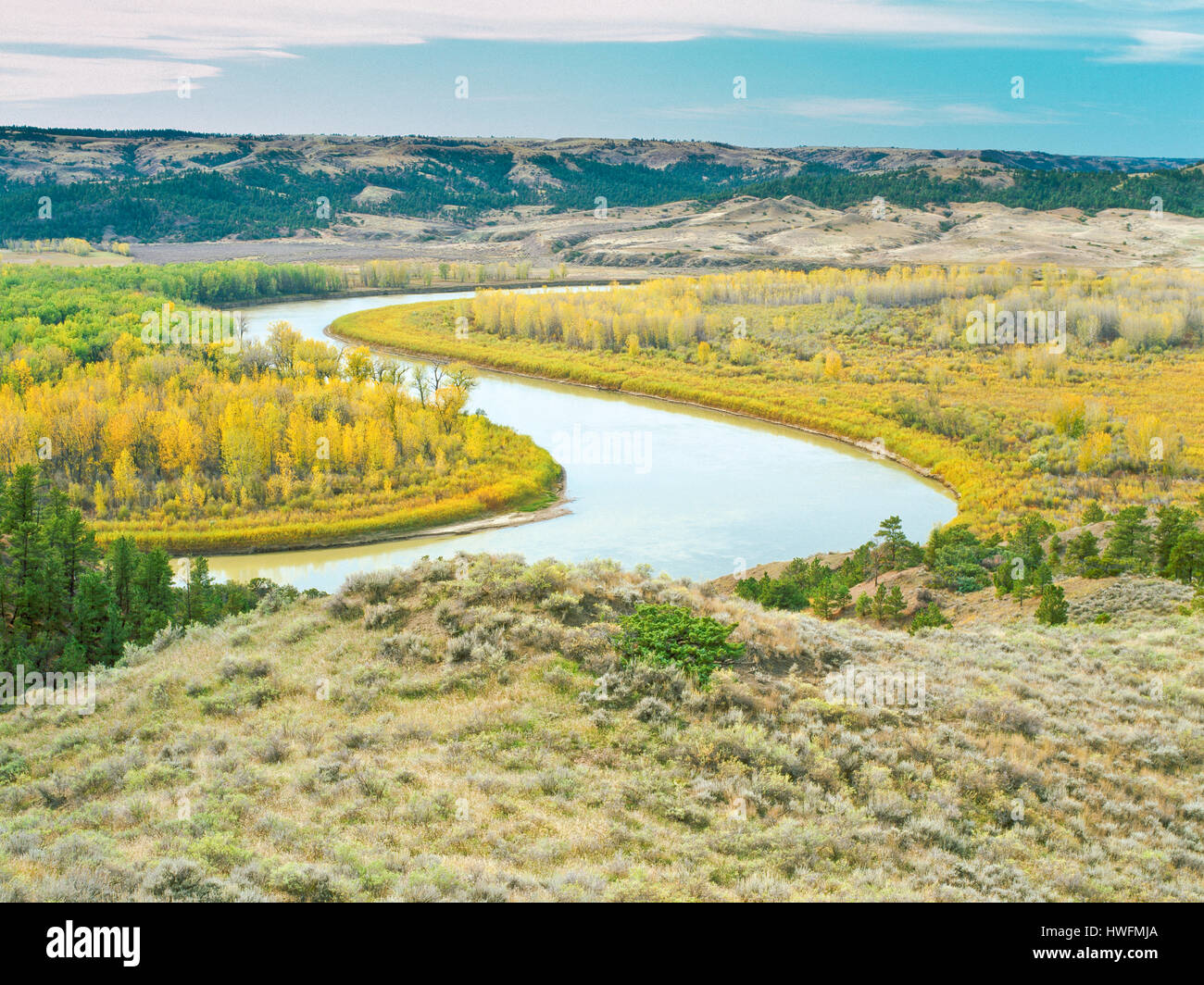 fall colors along the missouri river in c.m. russell national wildlife ...
