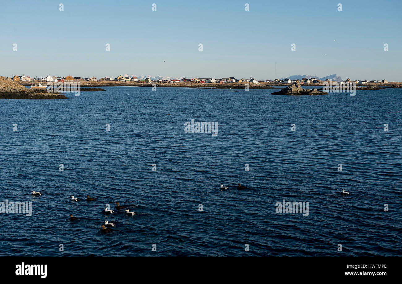 Settlement on the island of Rost, Lofoten, Norway in February 2013 ...
