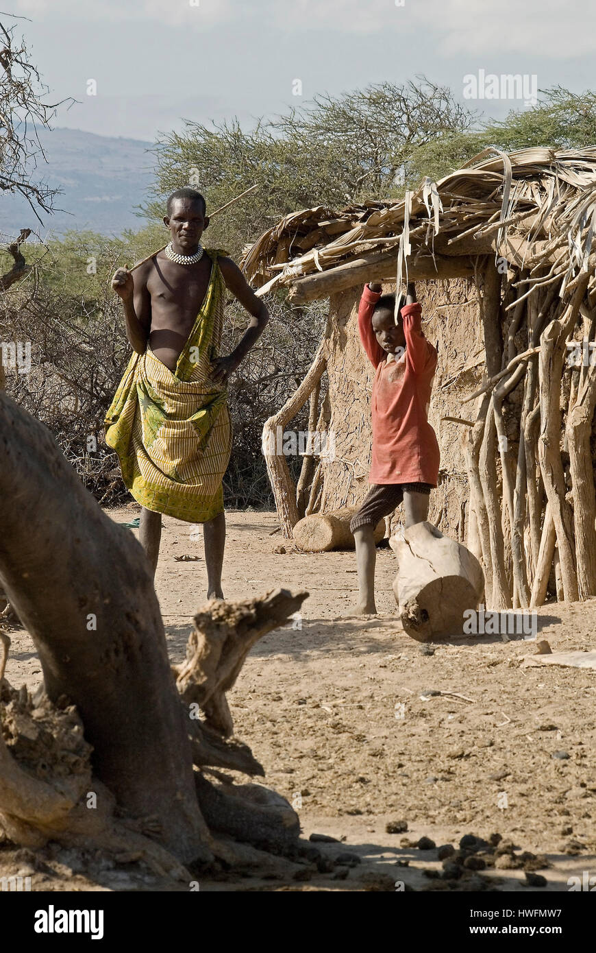 People of the Datoga tribe. Lake Eyasi, northern Tanzania Stock Photo ...