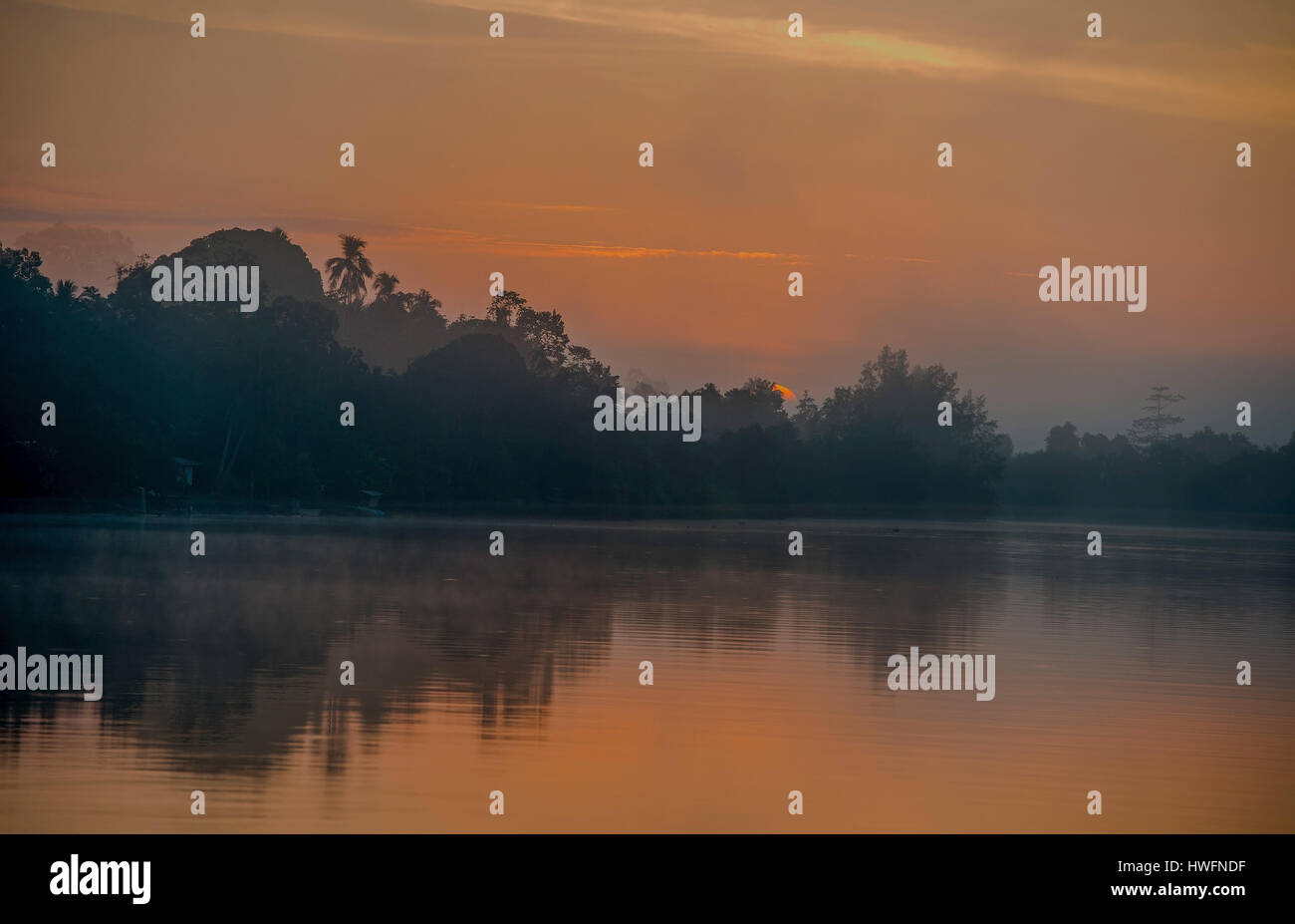 Sunrise at Kinabatangan River, Sabah, Borneo Stock Photo - Alamy