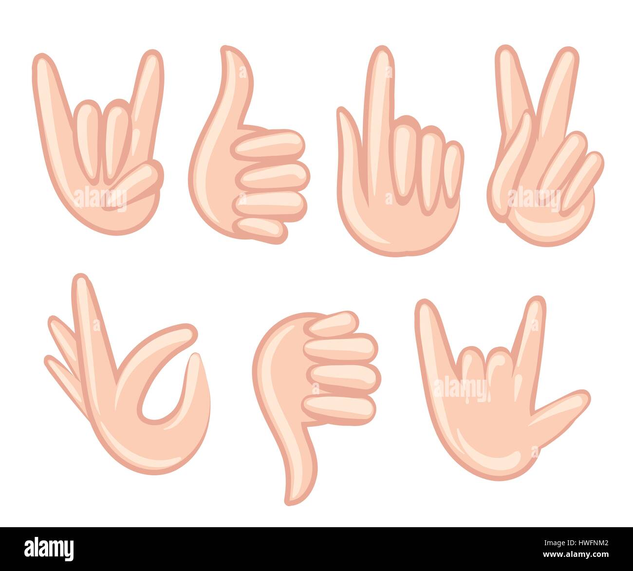 Hand icon set Flat design style vector illustration Stock Vector Image ...