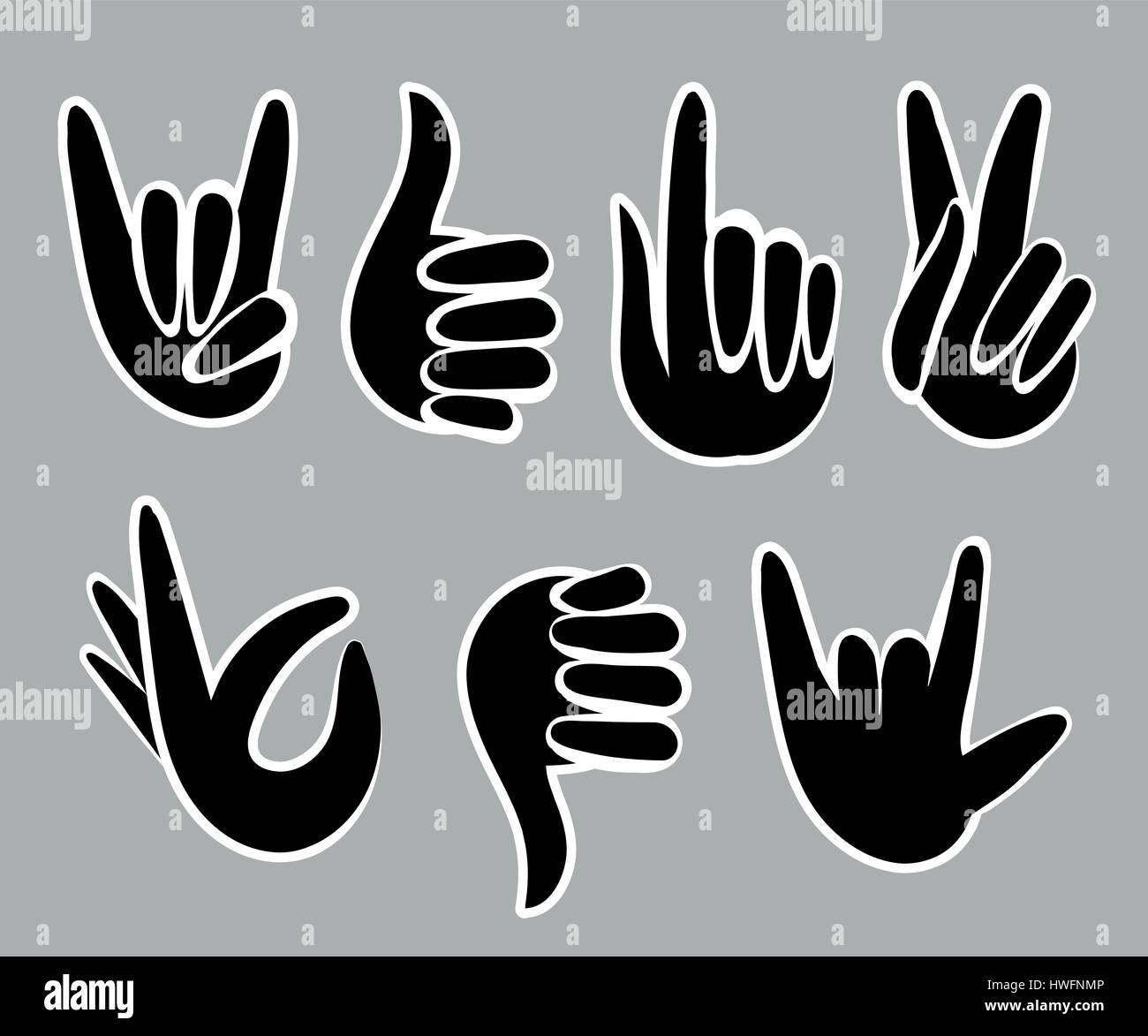 Hand icon set Flat design style vector illustration Stock Vector Image ...
