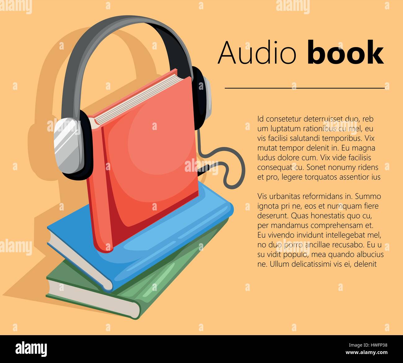 Audio guide or audio book icon Flat design style vector illustration ...