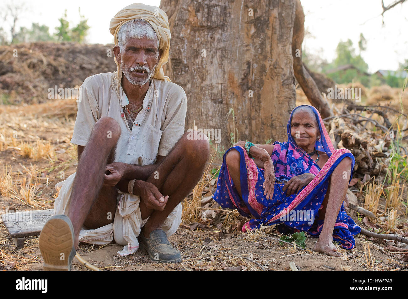 Old couple on a farm at Bandhavgarh, India Stock Photo - Alamy