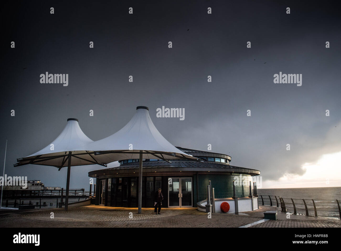 Aberystwyth, Wales, UK. 20th March, 2017. UK Weather: Heavy dark rain ...