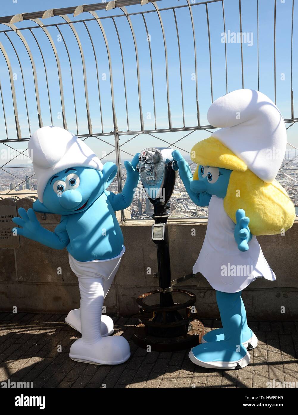 New York, NY, USA. 20th Mar, 2017. Small Smurfs at a public appearance ...