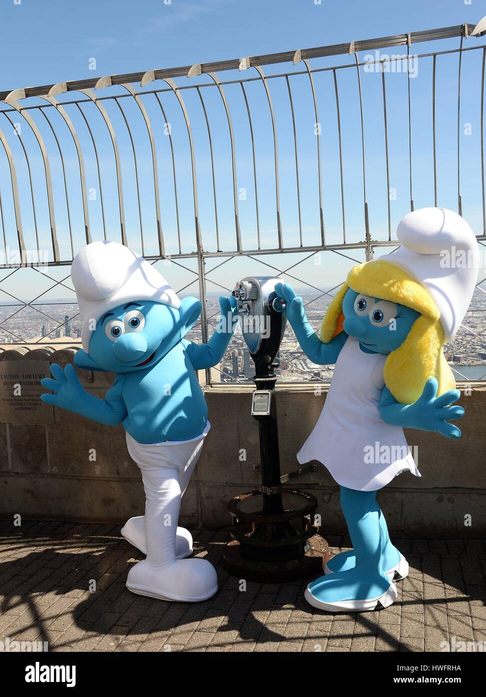 New York, NY, USA. 20th Mar, 2017. Small Smurfs at a public appearance ...