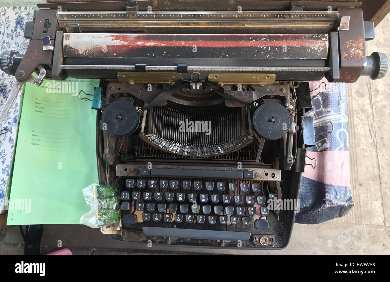 Yangon, Myanmar. 22nd Feb, 2017. The keyboard and typing levers of a ...