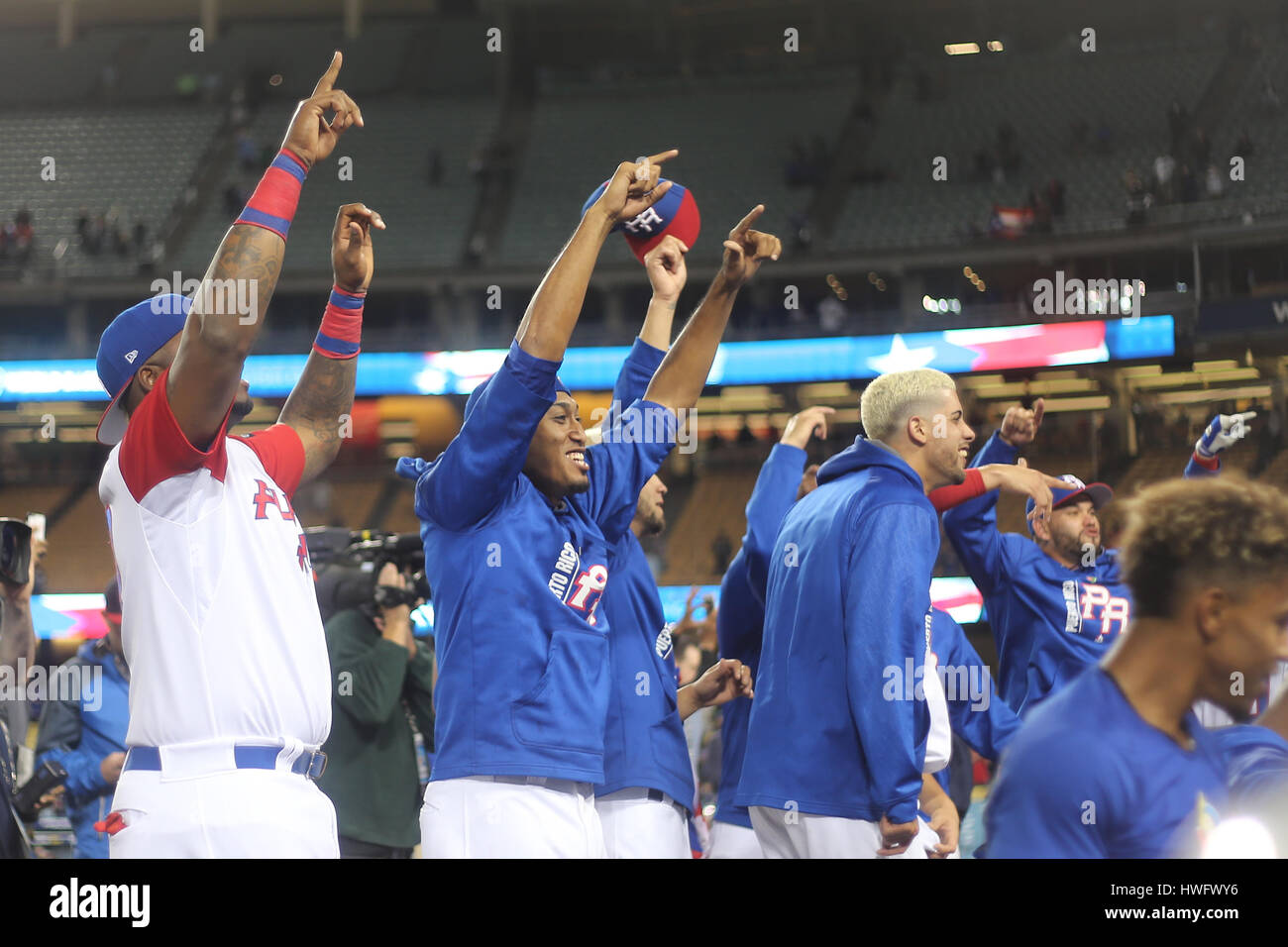 Los Angeles, CA, USA. 20th Mar, 2017. Puerto Rico players celebrates ...