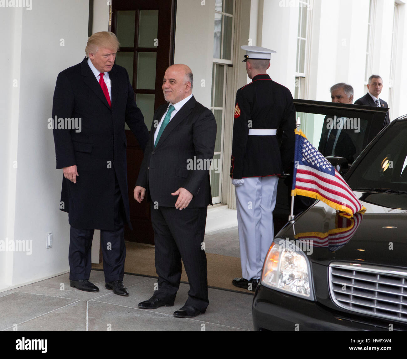 United States President Donald J. Trump greets Prime Minister Haider al ...