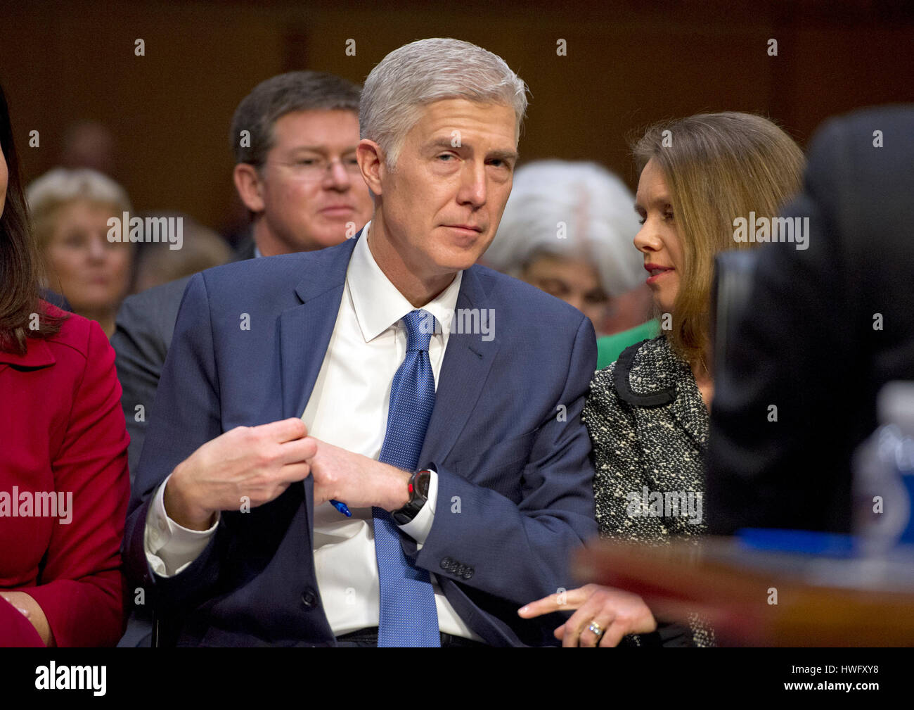 Judge Neil Gorsuch and his wife, Marie Louise, as he prepares to ...