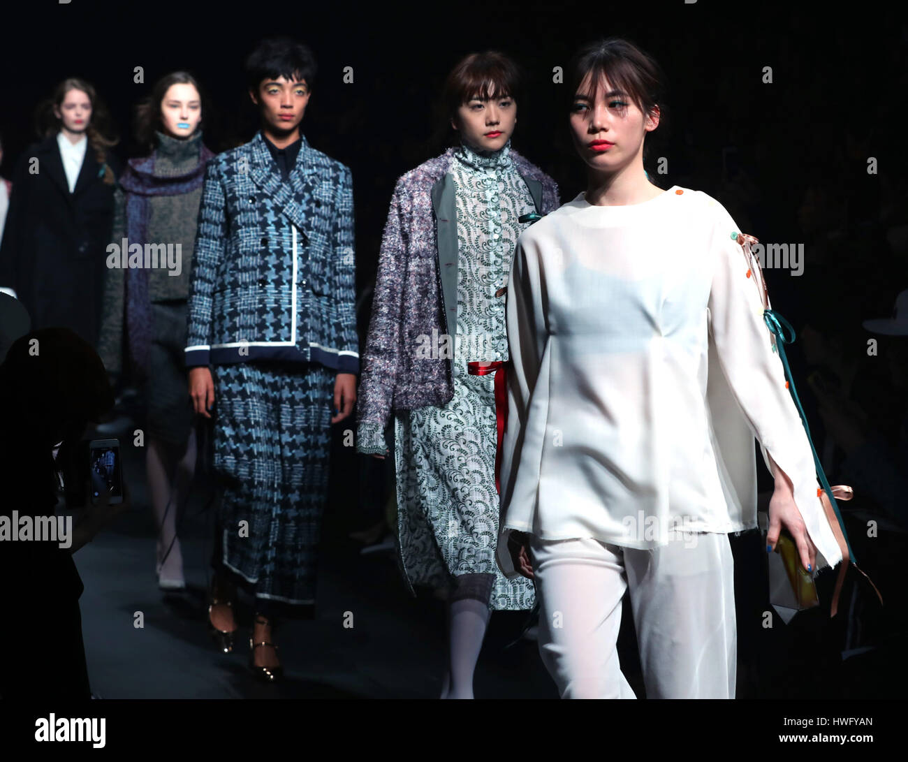 March 20, 2017, Tokyo, Japan - Models display creations designded by ...