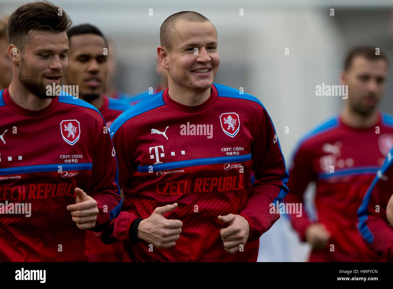 Czech national football team in action during the training session in ...