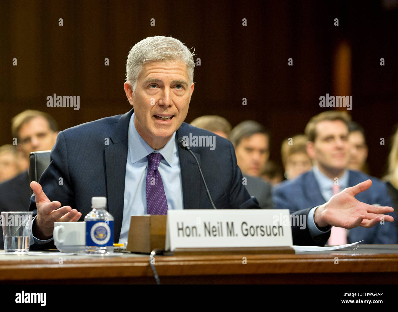 Washington DC, USA. 21st March 2017. Judge Neil Gorsuch testifies ...