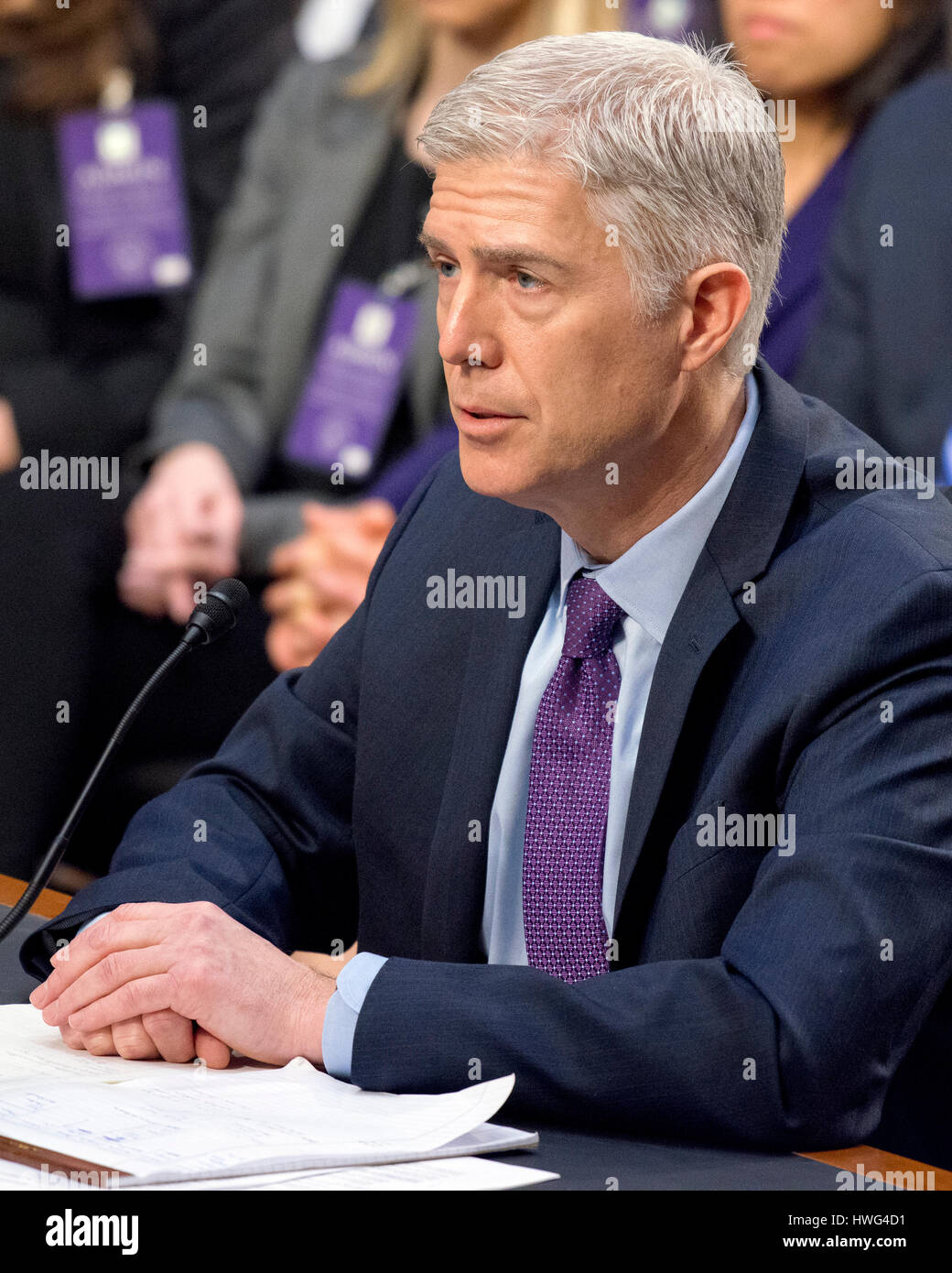 Washington DC, USA. 21st March 2017. Judge Neil Gorsuch testifies ...