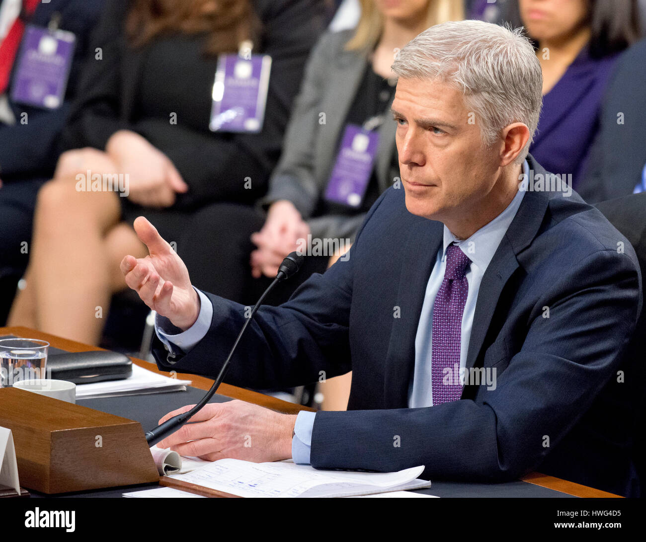 Washington DC, USA. 21st March 2017. Judge Neil Gorsuch testifies ...