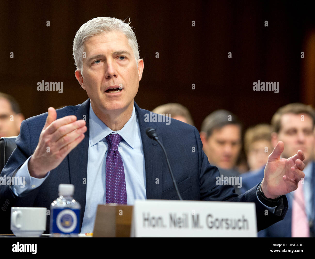 Washington DC, USA. 21st March 2017. Judge Neil Gorsuch testifies ...