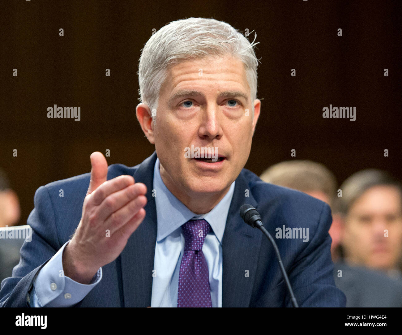 Washington DC, USA. 21st March 2017. Judge Neil Gorsuch testifies ...