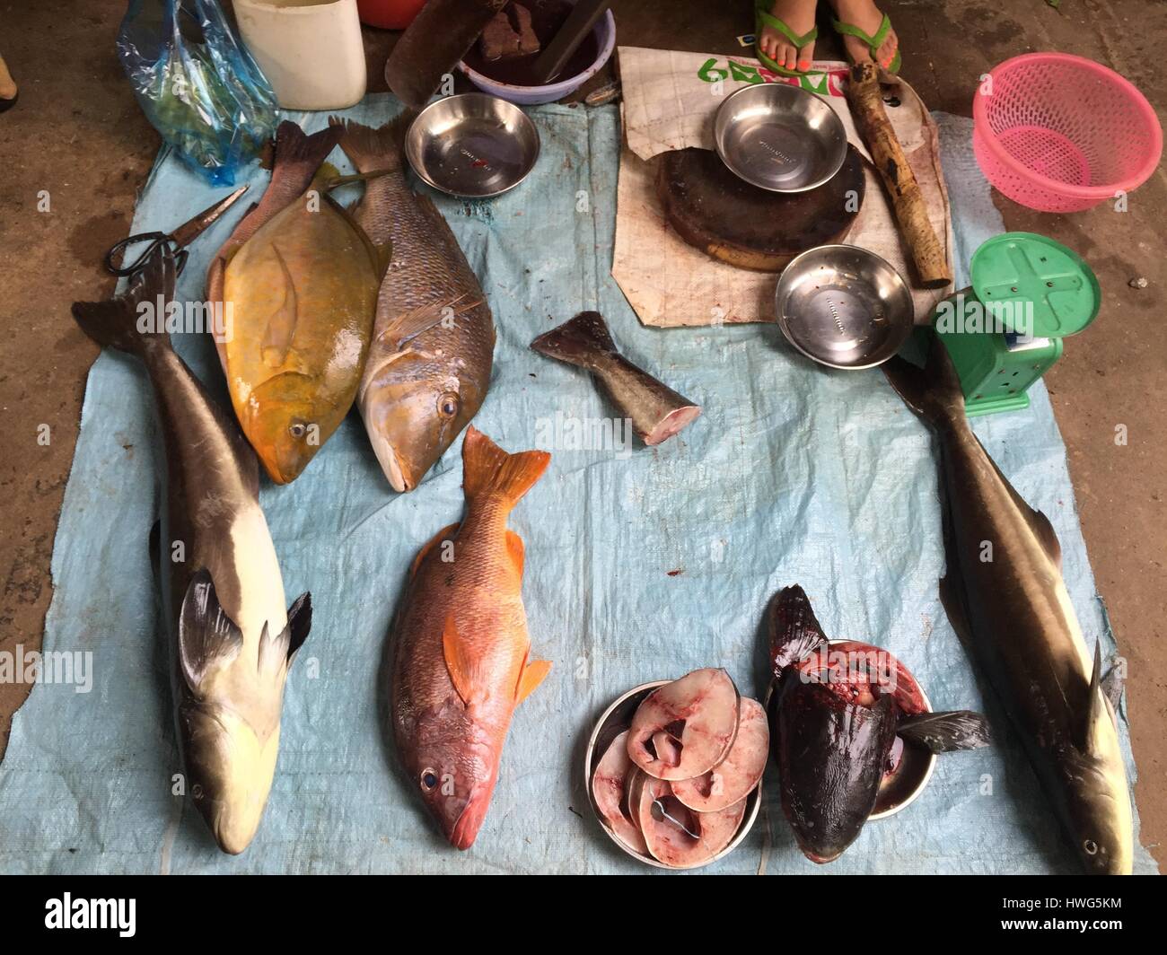 Mu Nei, Vietnam. 21st Mar, 2017. Various seafood and fruits can be seen ...