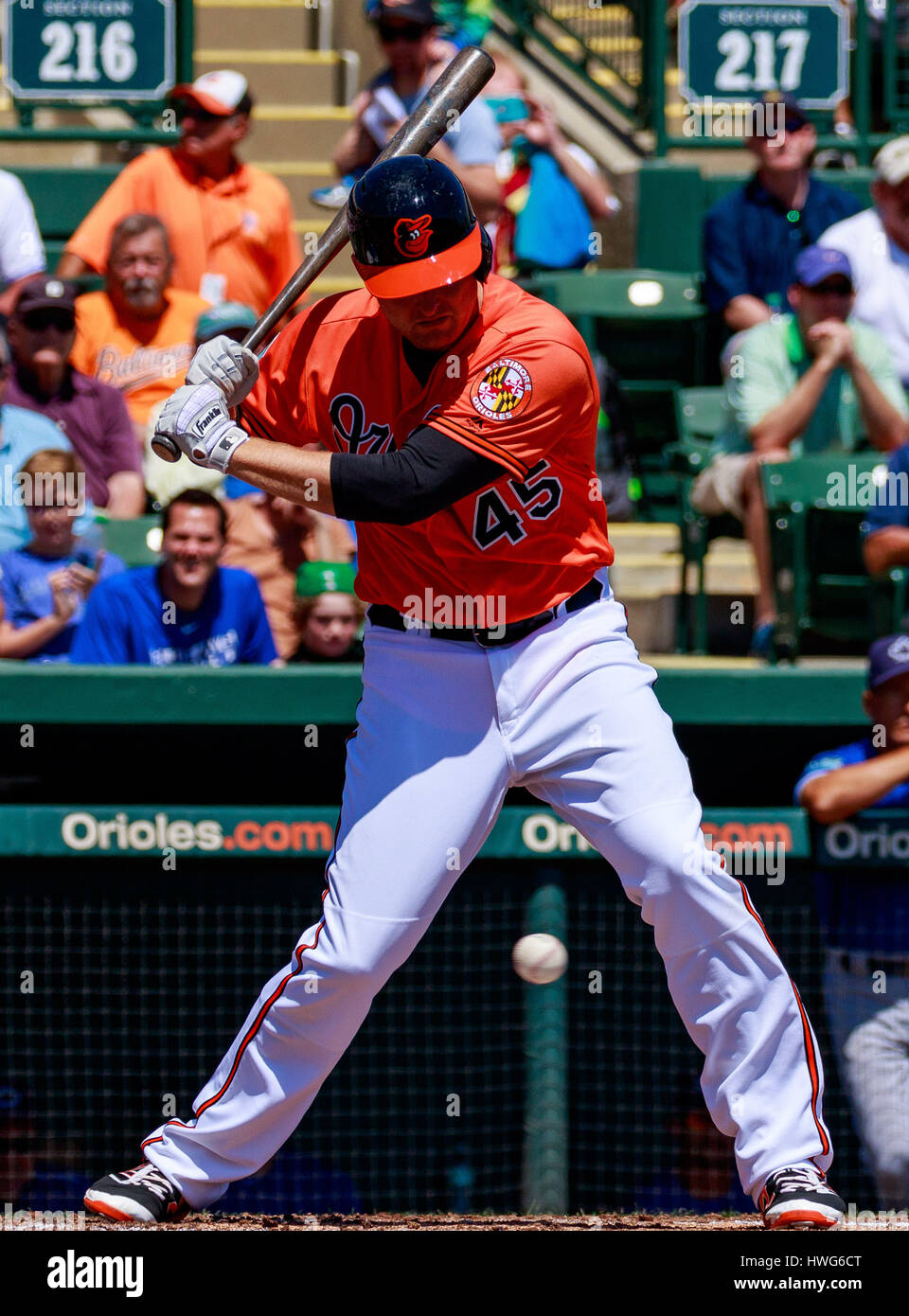 Ed Smith Stadium. 21st Mar, 2017. Florida, USA-Baltimore Orioles right ...