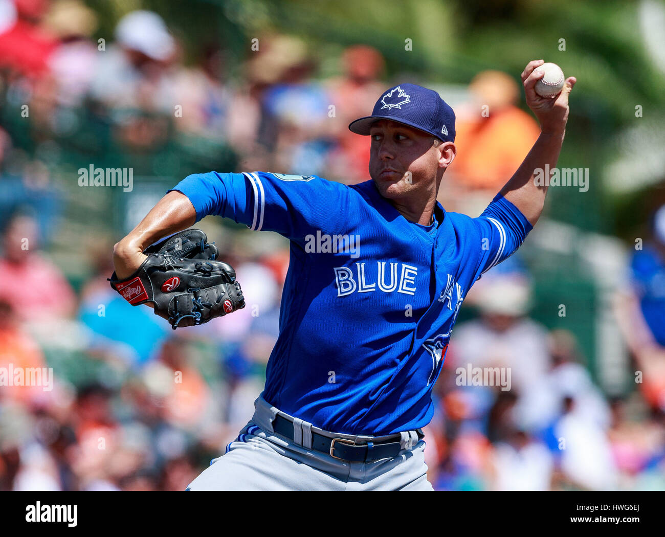 Ed Smith Stadium. 21st Mar, 2017. Florida, USA-Toronto Blue Jays relief ...