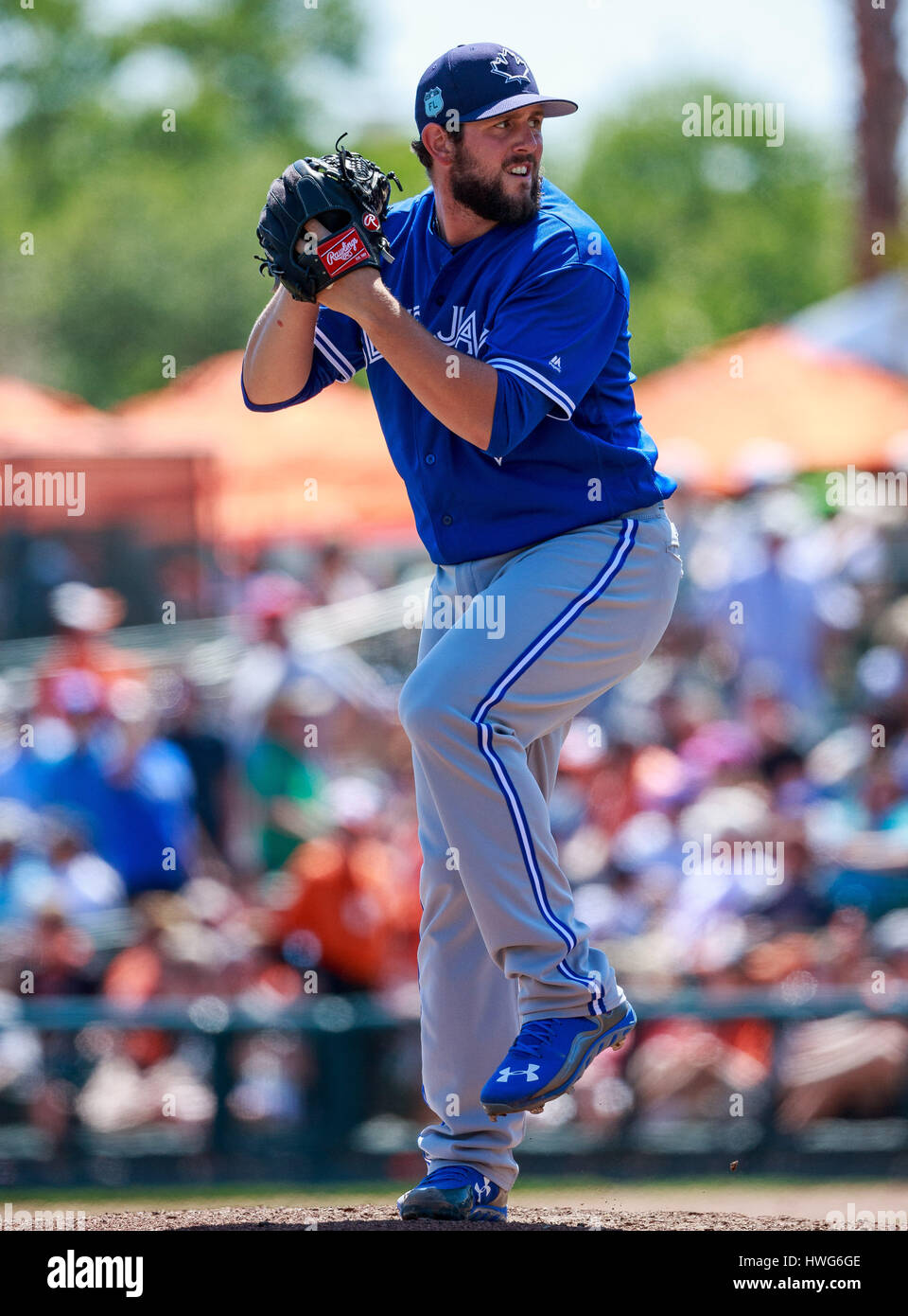 Ed Smith Stadium. 21st Mar, 2017. Florida, USA-Toronto Blue Jays relief ...