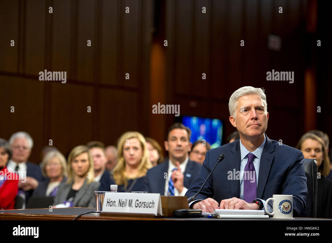 Washington DC, USA. 21st March 2017. Judge Neil Gorsuch testifies ...