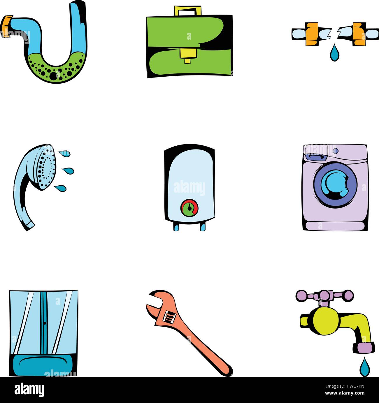 Washing icons set, cartoon style Stock Vector Image & Art - Alamy