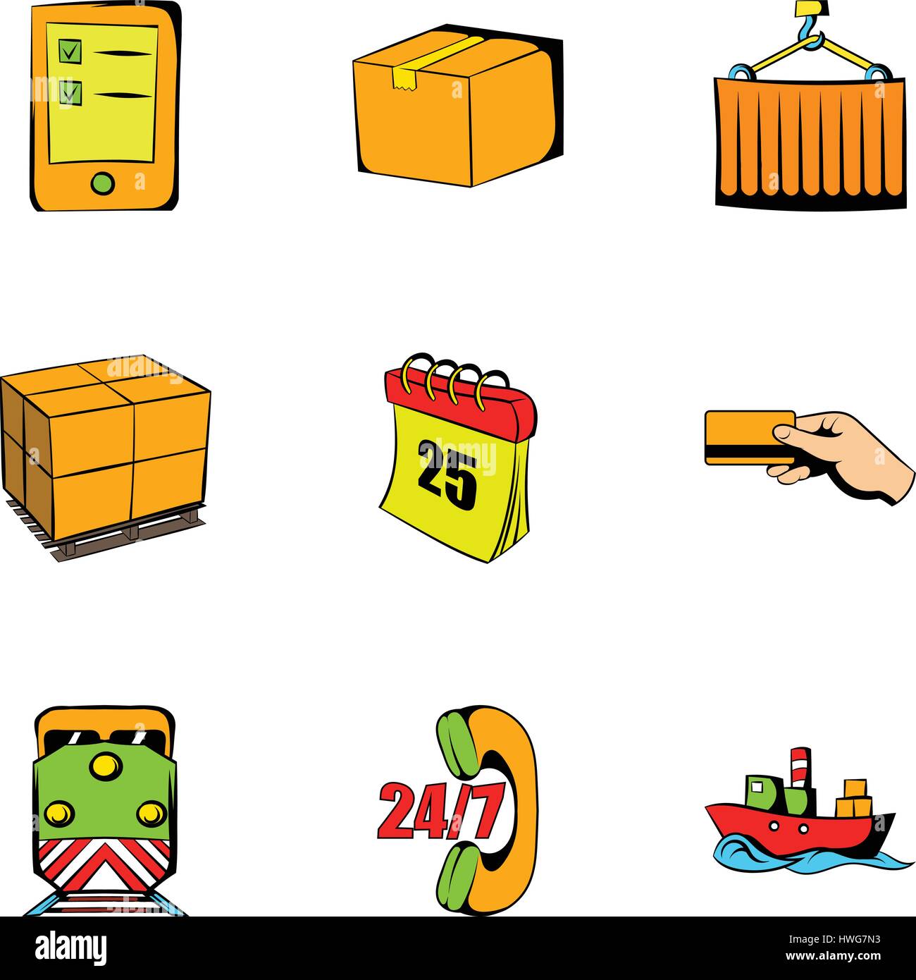 Delivery icons set, cartoon style Stock Vector Image & Art - Alamy