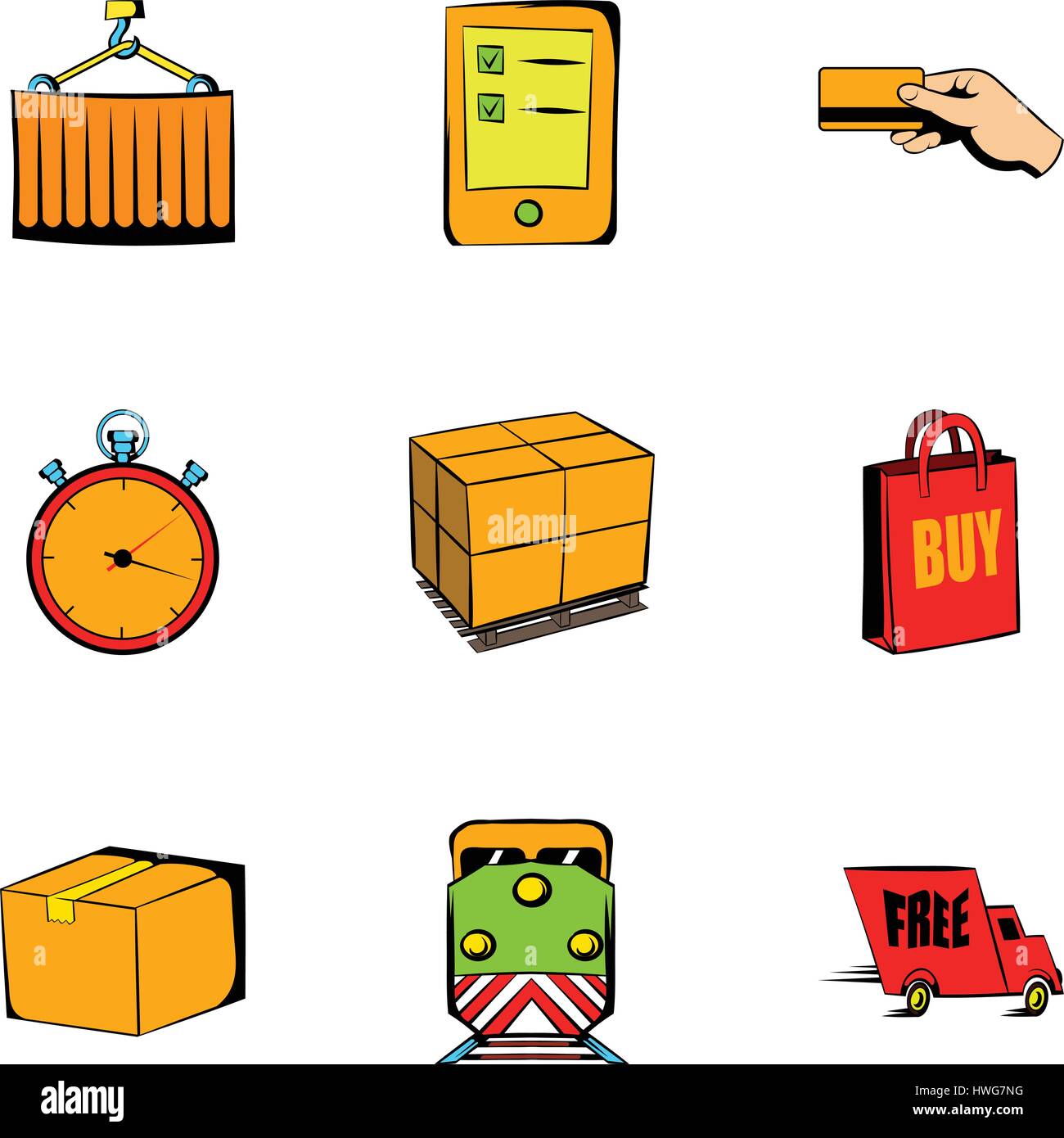 Package icons set, cartoon style Stock Vector Image & Art - Alamy