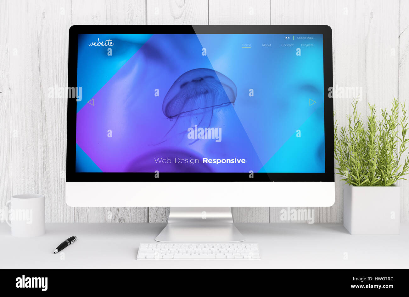 3d rendering website design on computer. All screen graphics are made up Stock Photo - Alamy